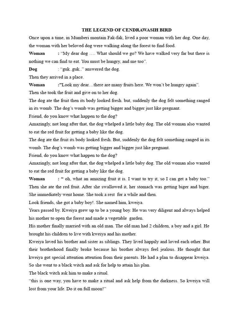 Activty 1 THE LEGEND OF CENDRAWASIH BIRD | PDF | Religion & Spirituality | General Fiction