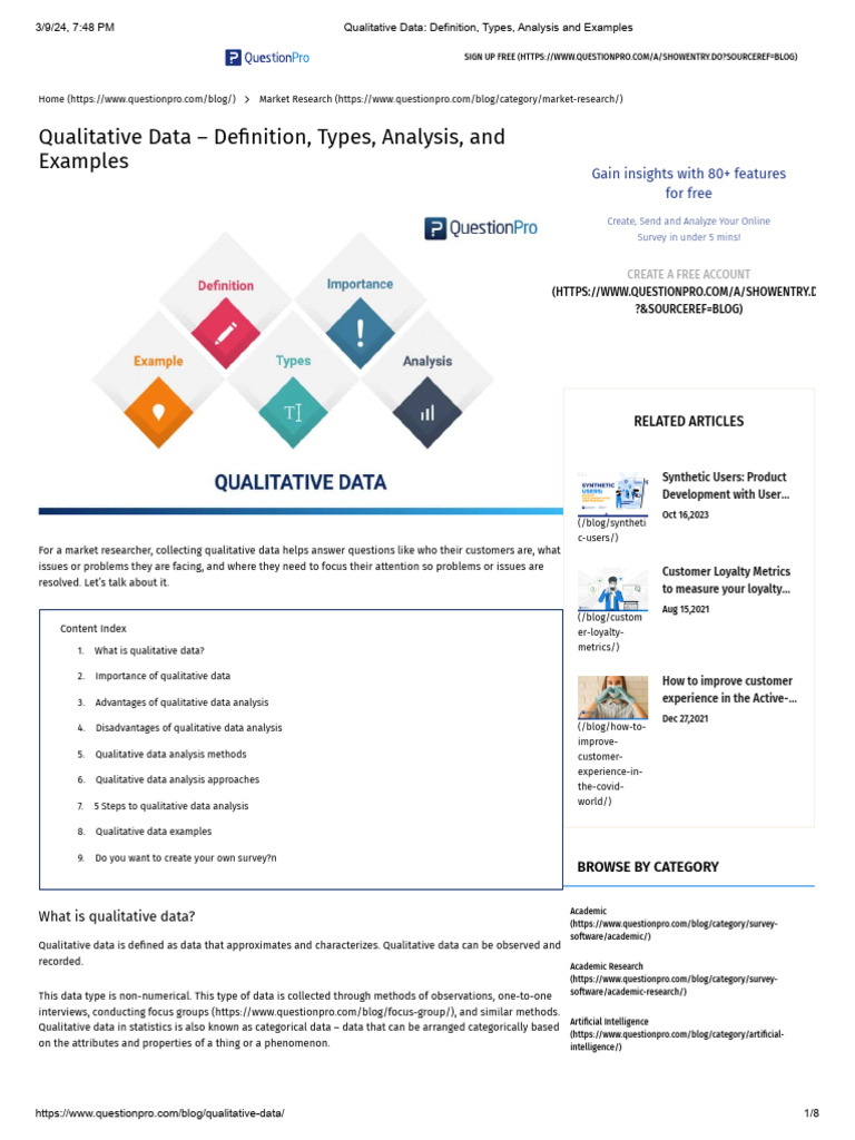 Qualitative Data - Definition, Types, Analysis and Examples | PDF | Qualitative Research | Data