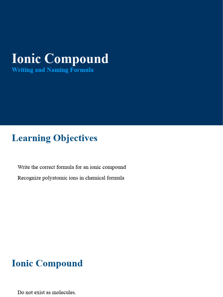 Writing and Naming Ionic Compound | PDF | Ion | Chemical Compounds