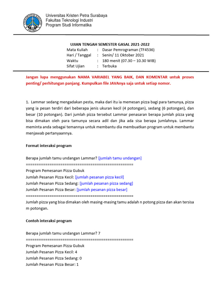 Contoh Soal Ujian | PDF | Teknologi & Rekayasa