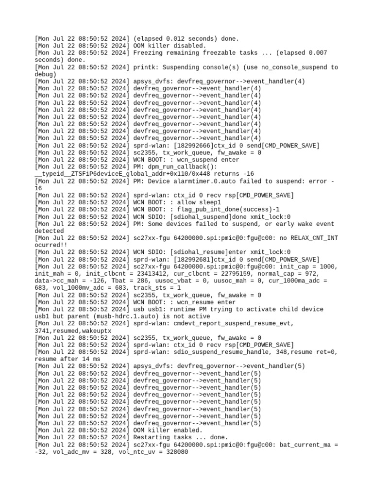 Standby Kernel Log 2024 0722 092201 | PDF | Computer Hardware | Operating System Families