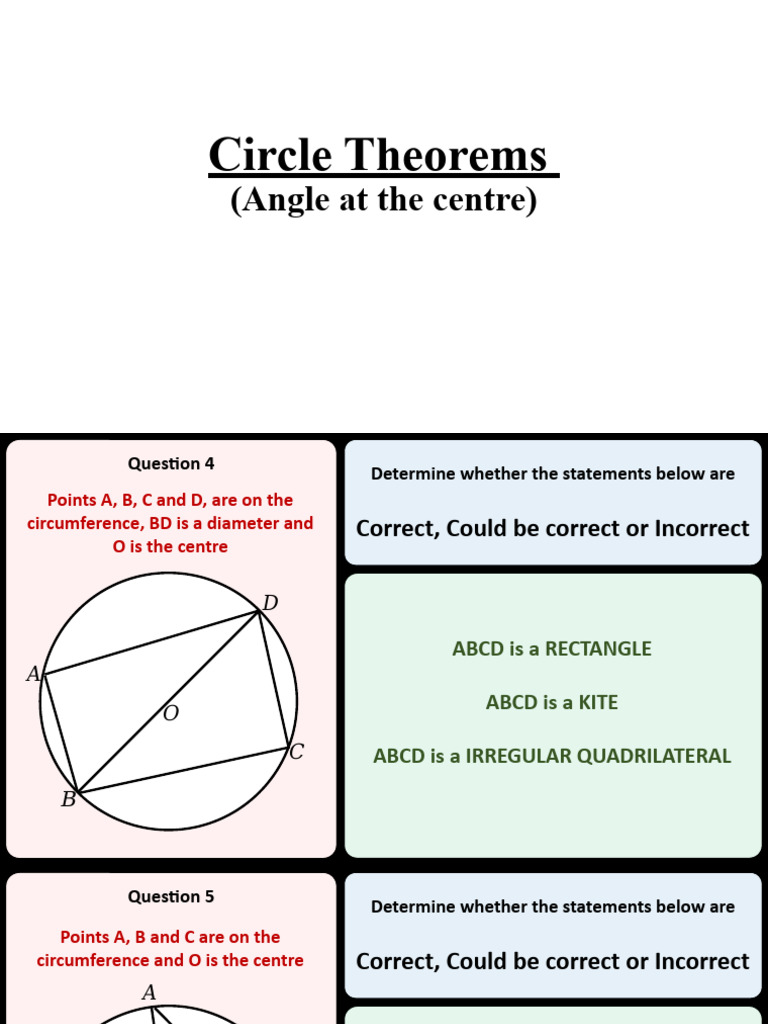 Circle Theorems: Angles at the Centre | PDF | Circle | Geometry