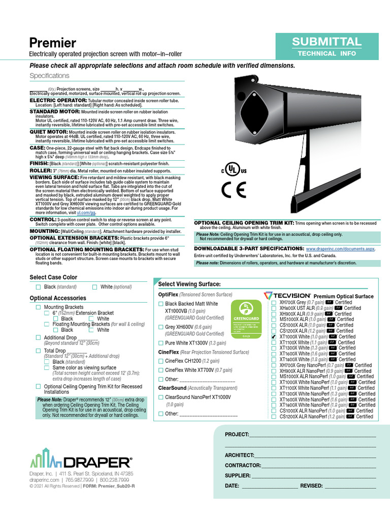 19.1. DRAPER Premier - Sub | PDF | Mains Electricity | Switch