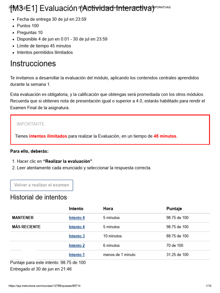 (M3-E1) Evaluación (Actividad Interactiva) - FINANZAS CORPORATIVAS | PDF | Opción (Finanzas ...