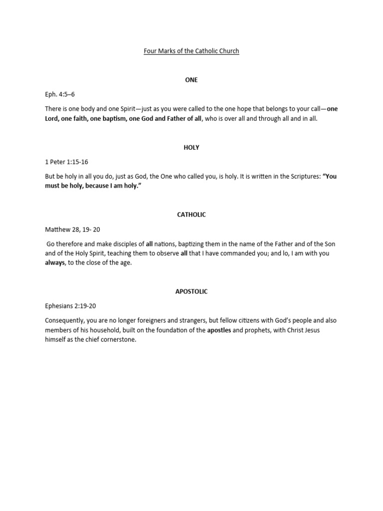 Four Marks of The Catholic Church | PDF
