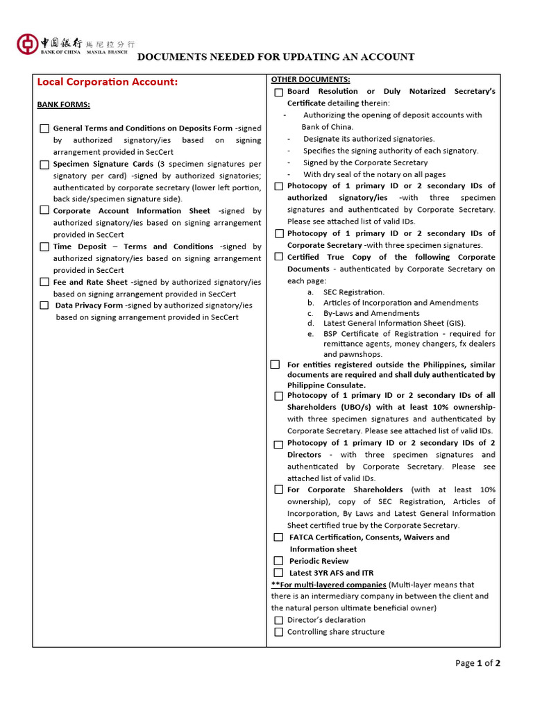 List of Documentary Requirements - Account Updating | PDF | Identity ...