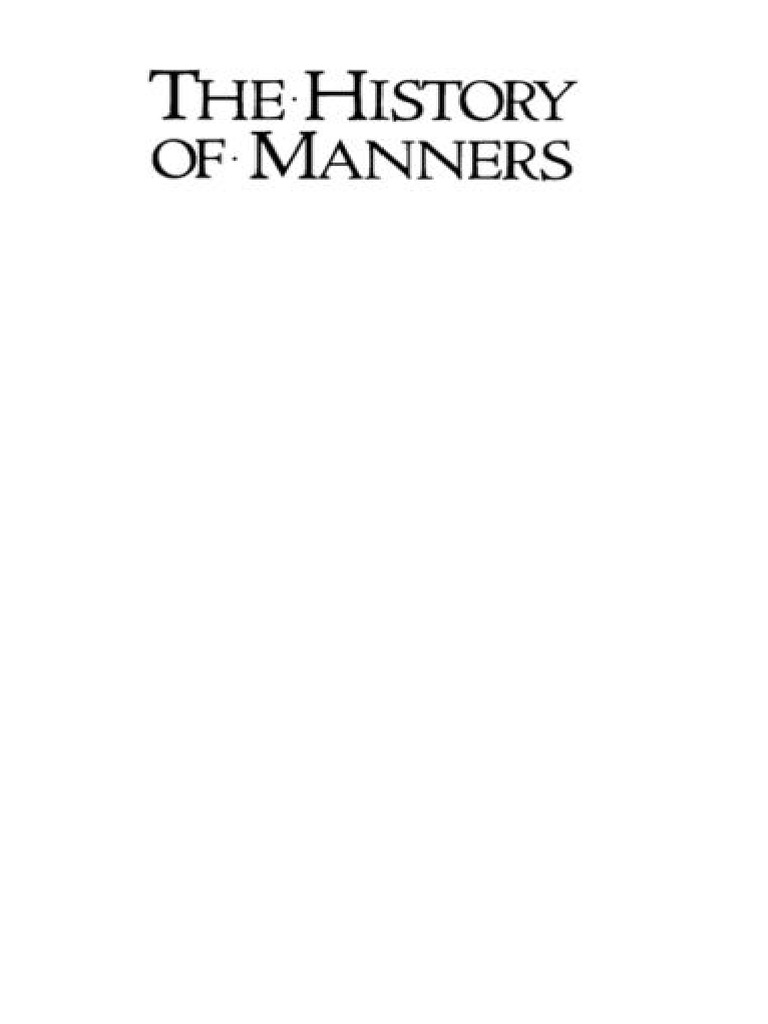 The History of Manners | PDF