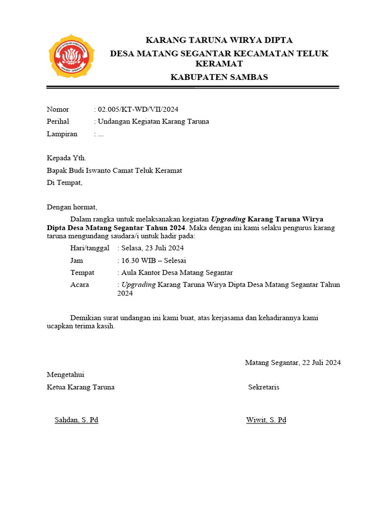 Undangan Karang Taruna | PDF