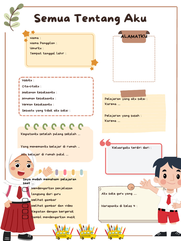 LK Pengenalan Diri Anak SD Kelas 4 | PDF