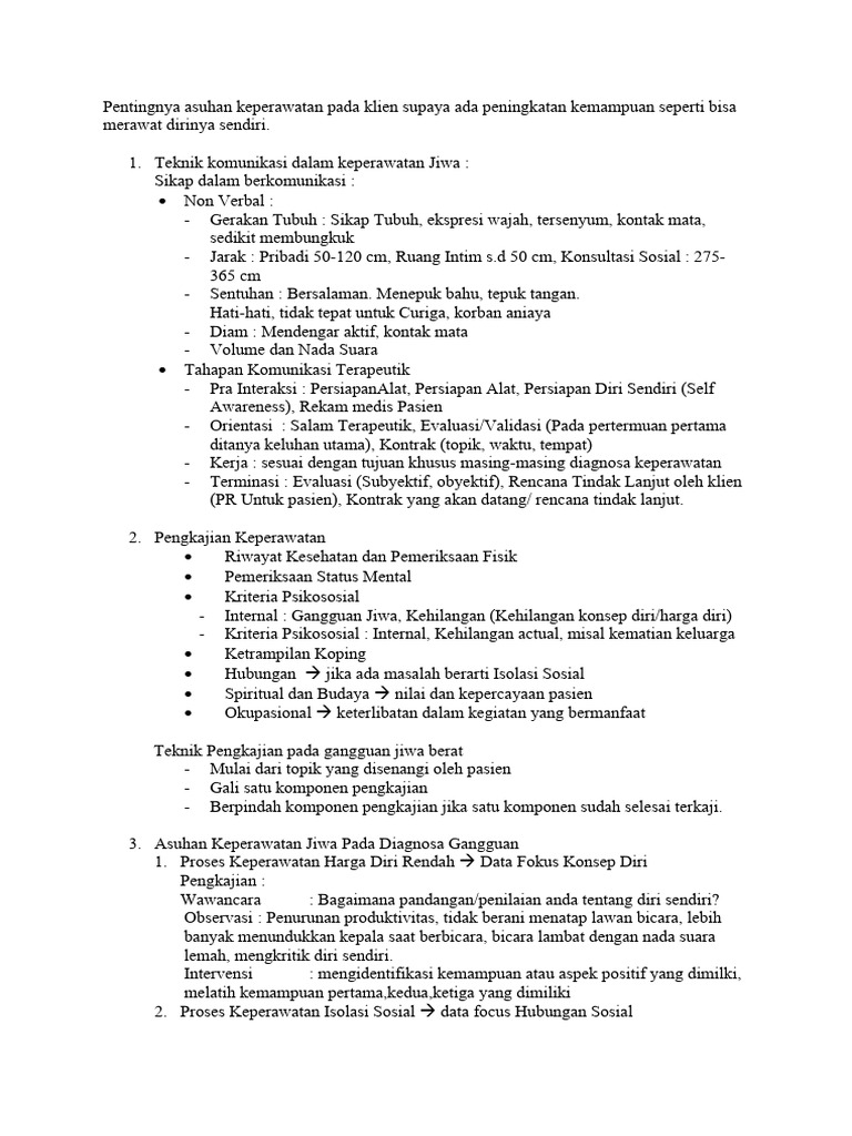 Ringkasan Materi Keperawatan Jiwa | PDF | Pengembangan Diri