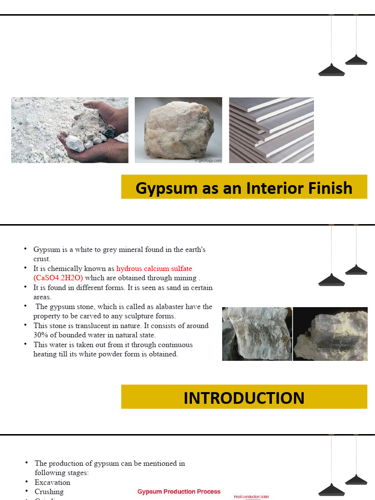Gypsum: Key Material for Interiors | PDF | Drywall | Plaster