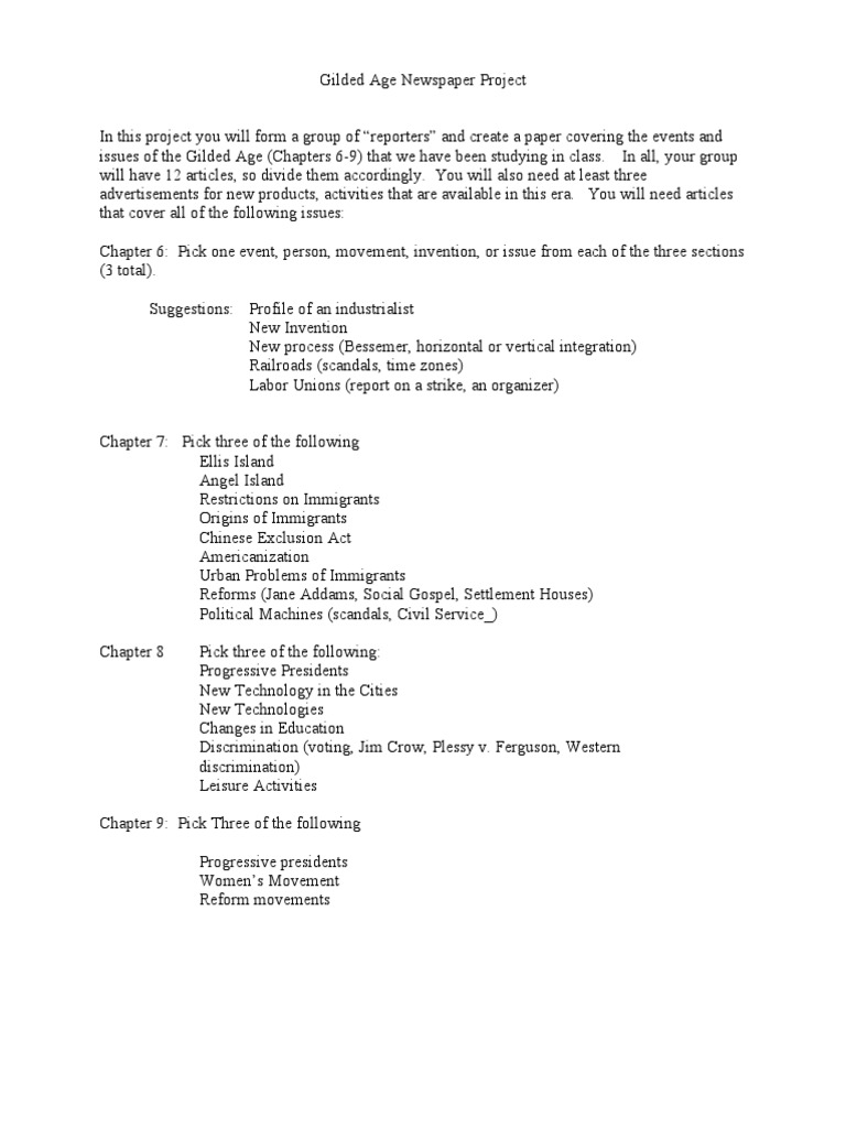 Gilded Age Newspaper Project Guide | PDF | Newspapers | Internet Forum