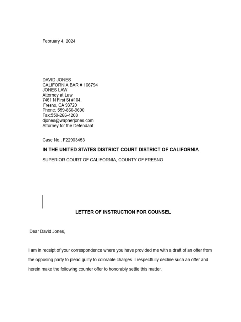 Letter of Instruction for Legal Counsel | PDF | Bankruptcy | Lawyer