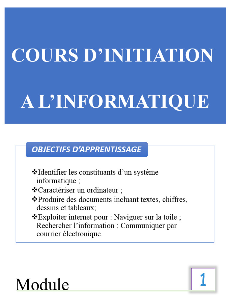 Cours D'initiation | PDF | Clavier d'ordinateur | Informatique