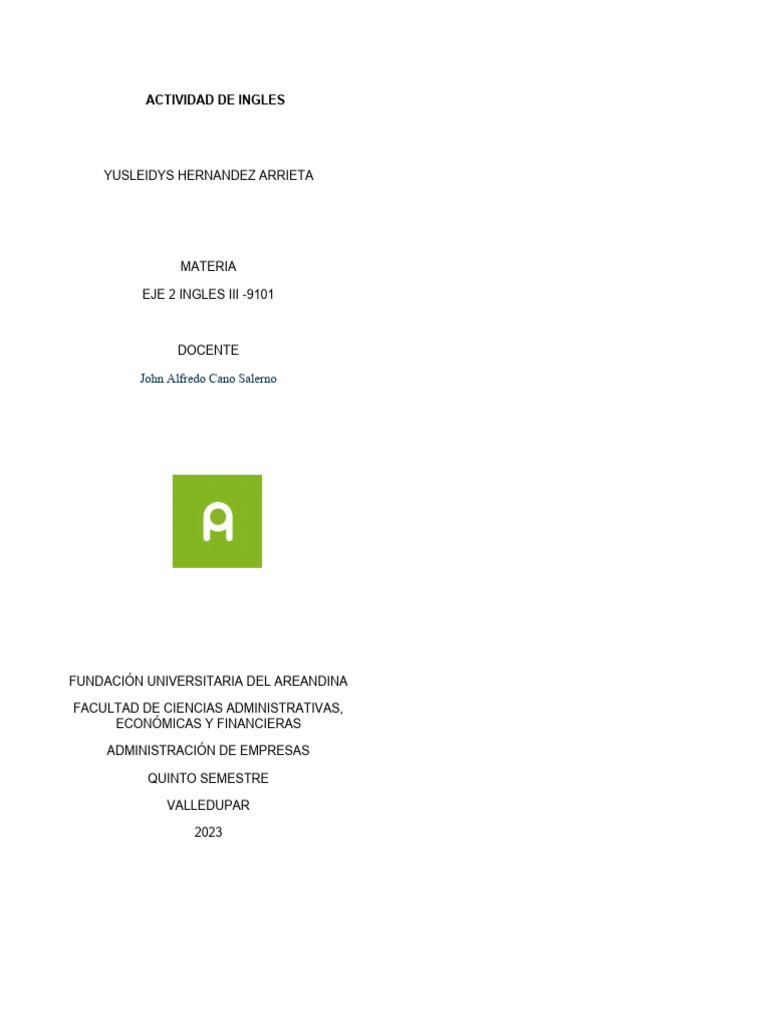 Actividad Ingles Terminada | PDF Actividad Ingles Terminada | PDF