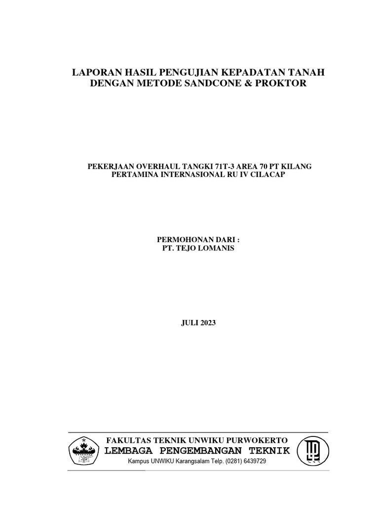 Test Kepadatan Tanah Sandcone | PDF