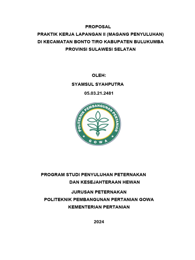 PROPOSAL PKL II - (2) (1) .Docx FX | PDF