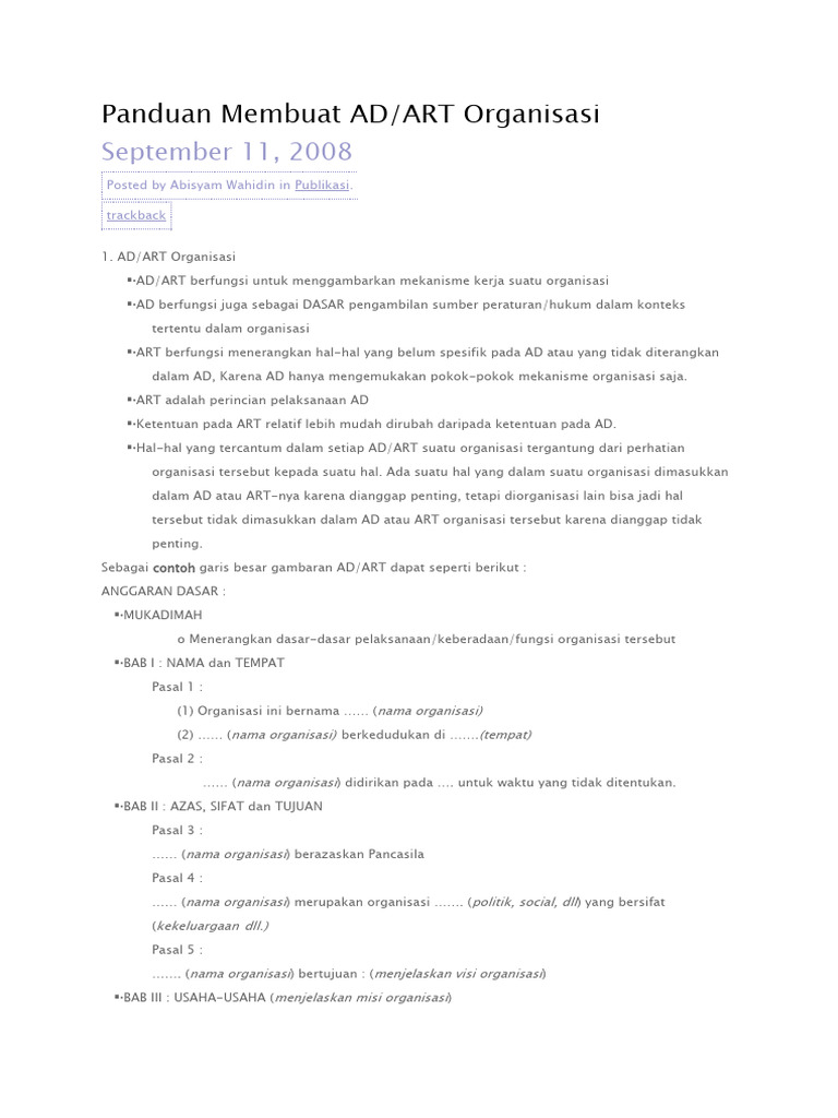 Panduan Membuat ADART | PDF | Karier & Perkembangan | Bisnis