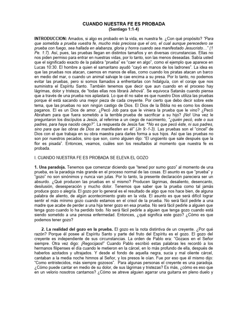 Cuando Nuestra Fe Es Probada Pdf Fe Dios