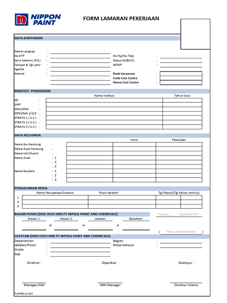 FORM LAMARAN Nippon Paint | PDF