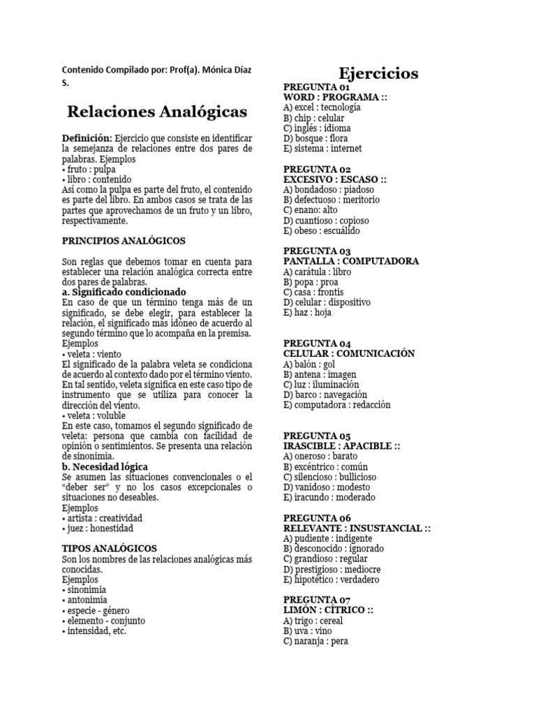 Relaciones Analógicas | PDF