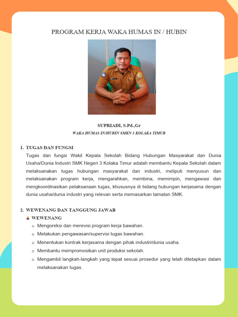 PROGRAM KERJA WAKA HUMAS SMKN 3 Koltim | PDF | Karier & Perkembangan