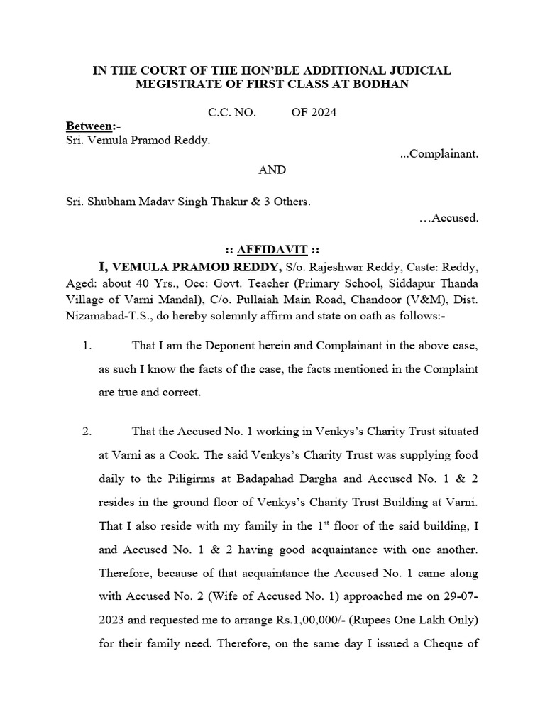 Affidavit & Sworn Statement | PDF | Cheque | Affidavit