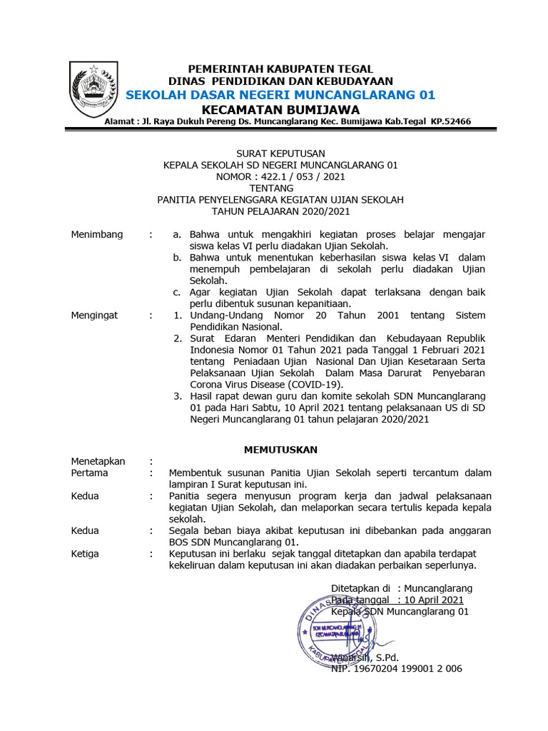 SK Panitia Us 20202021 | PDF