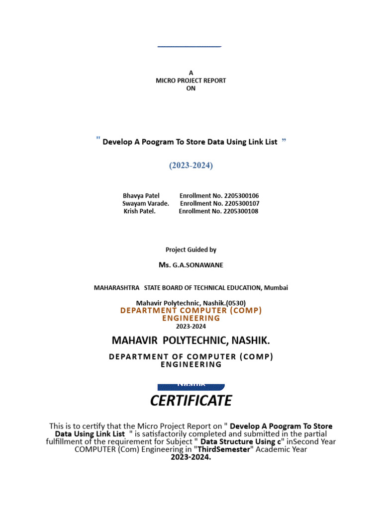 First Pages of Micro Project DSU | PDF