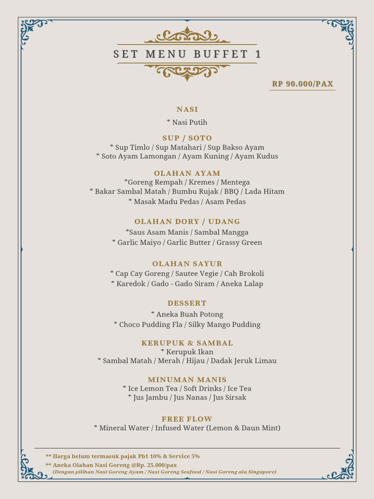 002 Set Menu Buffet - Rev 2024 | PDF | Cooking | Western Cuisine