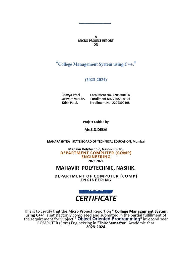 First Pages of Micro Project OOP 1 | PDF