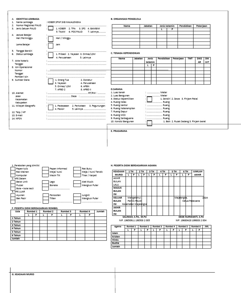 Laporan Bulanan KB Tunas Bangsa | PDF