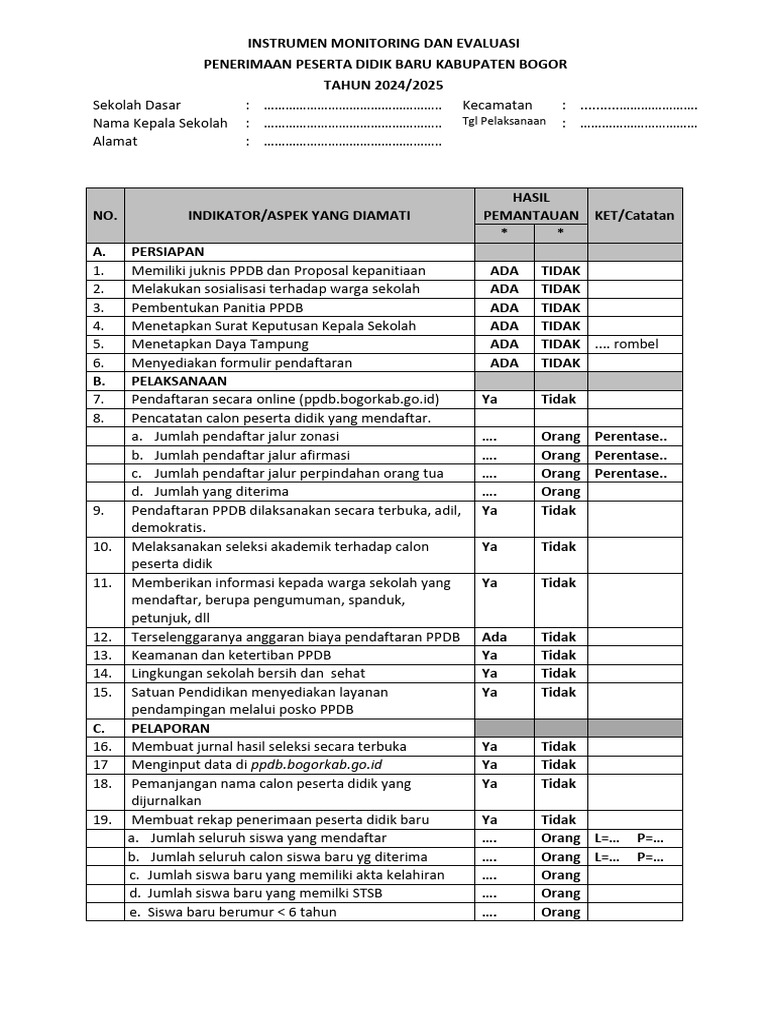 Monitoring PPDB SD Bogor 2024/2025 | PDF