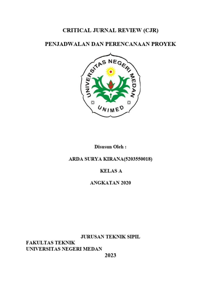Tugas - CJR - Penjadwalan Dan Perencanaan Proyek - Arda Surya Kirana - 5203550018 - Kelas A | PDF