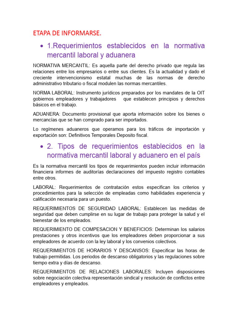 Etapa de Informarse 3.2 | PDF | Derecho laboral | aduana