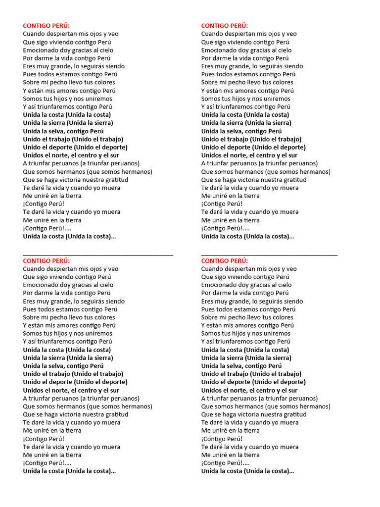 Canto - Contigo Perú | PDF | Perú