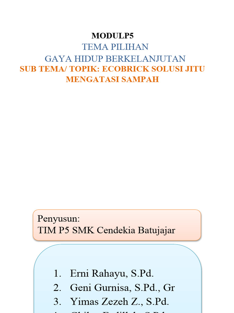 Modul P5 Tema Gaya Hidup Berkelanjutan Ecobrick & Rak Sepatu | PDF