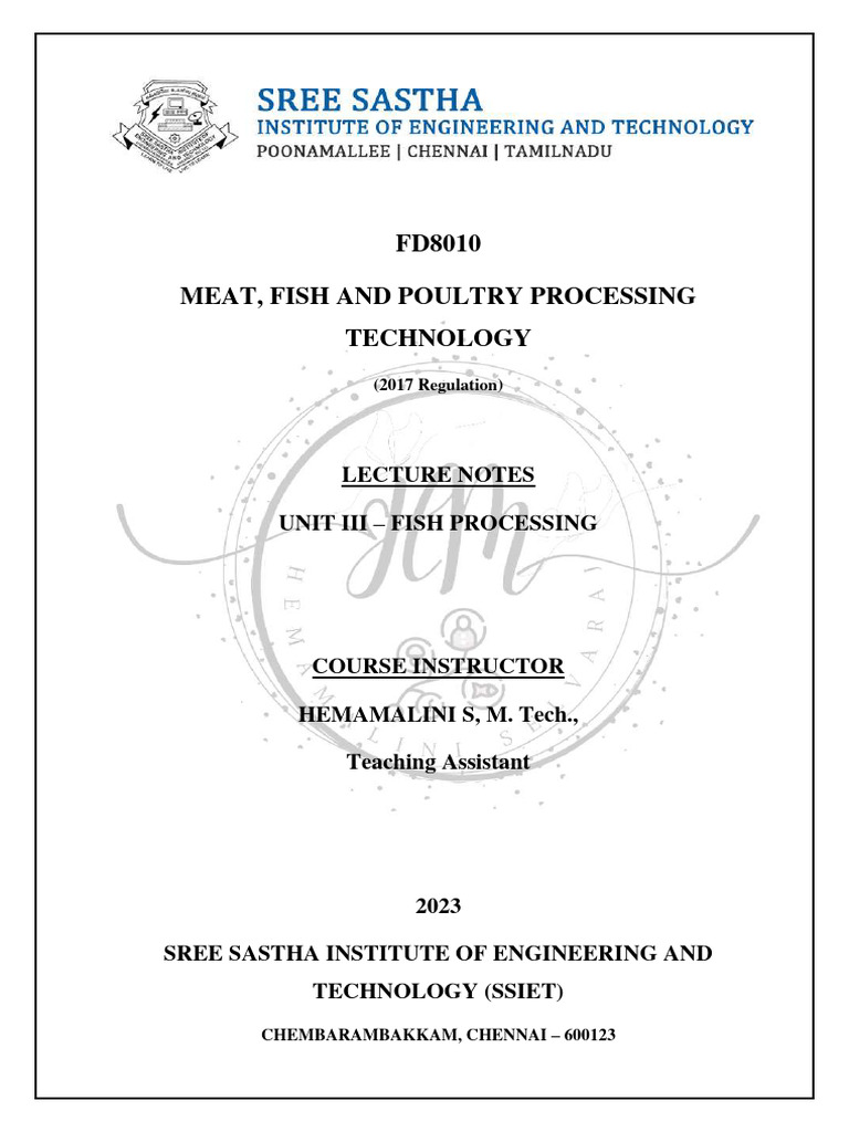 Unit 3 - Fish Processing - FD8010 - Meat, Fish and Poultry Proceesing Technology | PDF ...