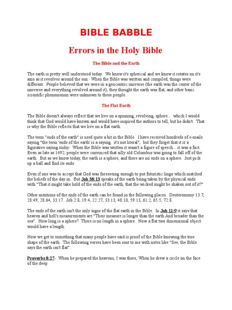 Bible Babble Errors in The Holy Bible | PDF | Heaven | Moon