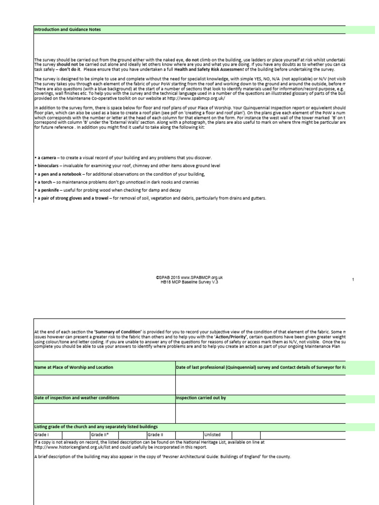 Baseline Survey Template_editable | PDF | Roof | Architectural Elements