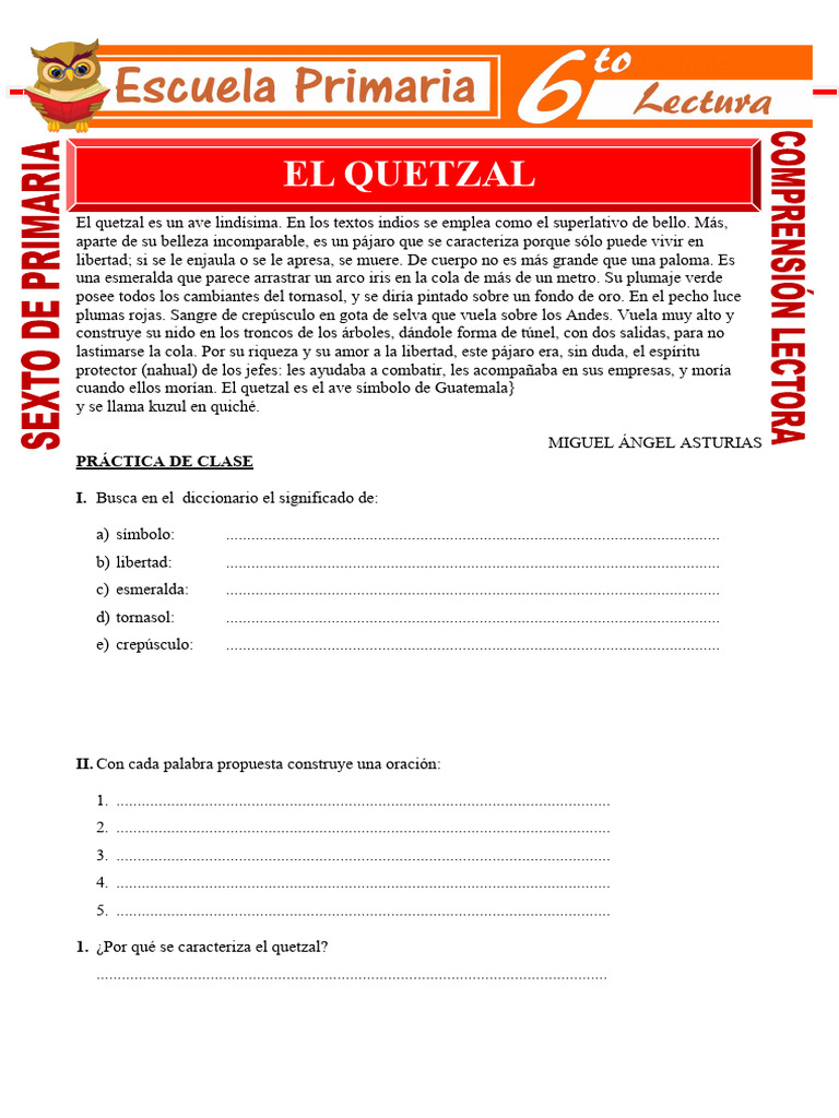 El Quetzal para Sexto Grado de Primaria | PDF | Aves | Aves holarctic