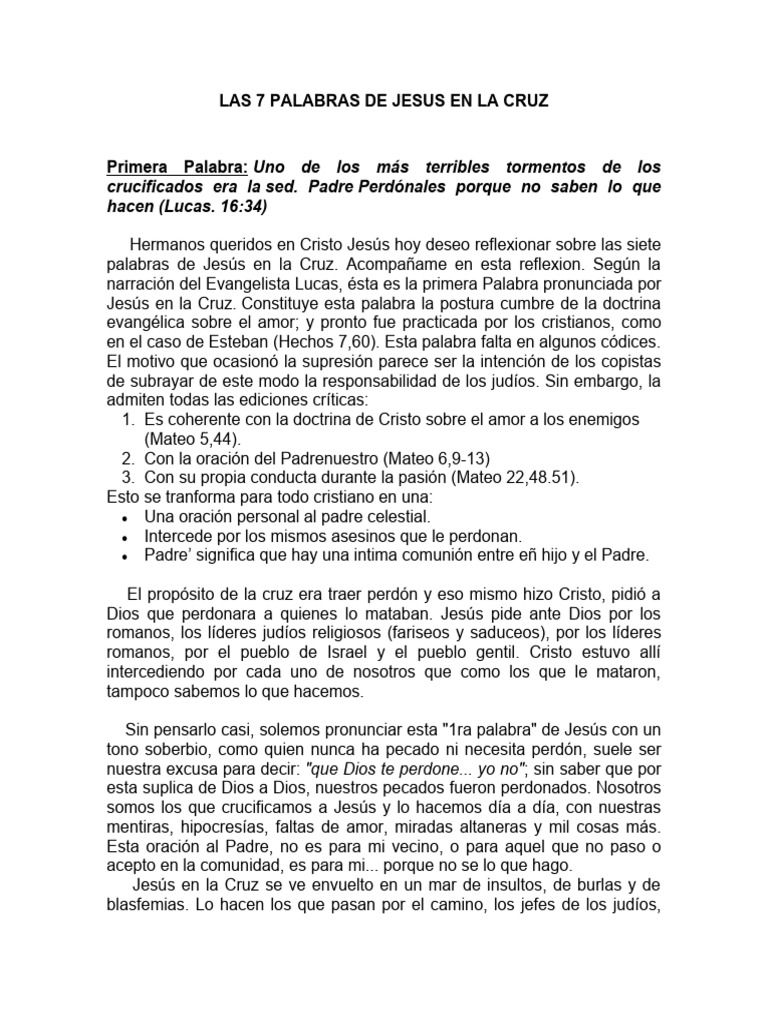 Las 7 Palabras De Jesus En La Cruz Pdf Cristo Título Jesús