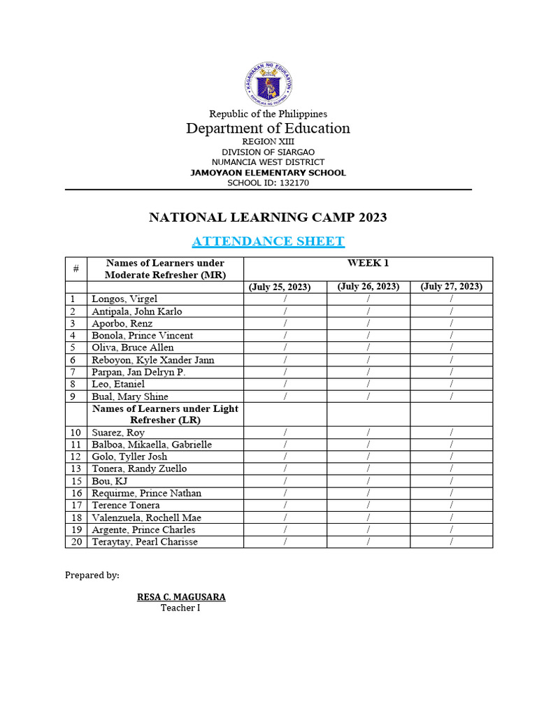 NLC Attendance Sheet | PDF | Philippines | Public Administration
