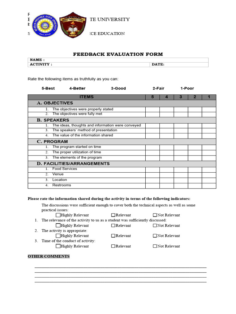 Ca Feedback Form | PDF | Information