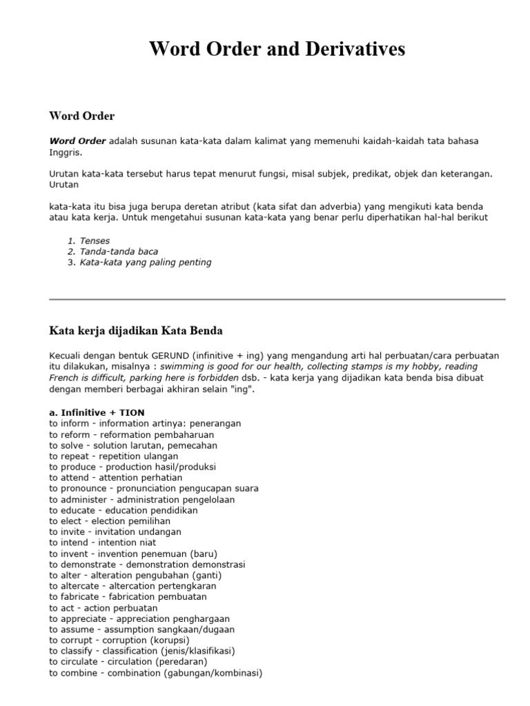 Bing 2 Word Order and Derivatives | PDF