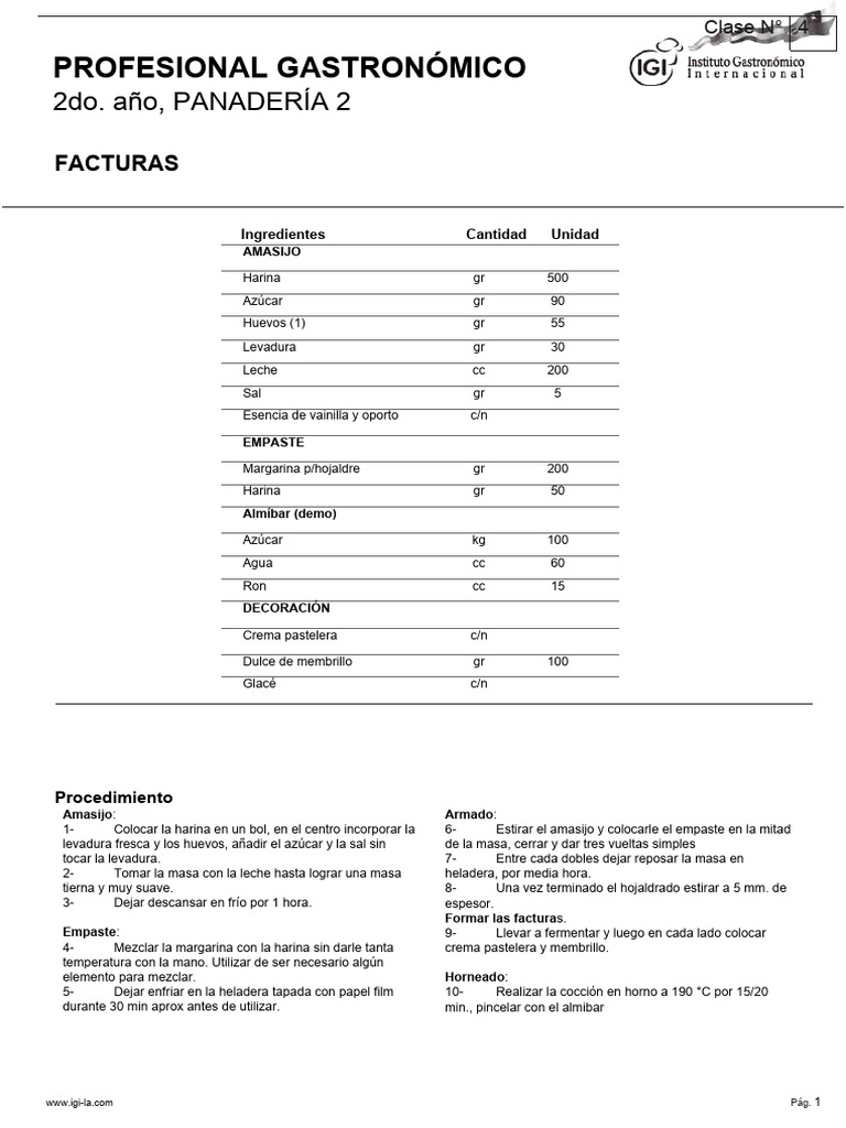 Panadería 2 - Clase 4 | PDF | Panes | Postres