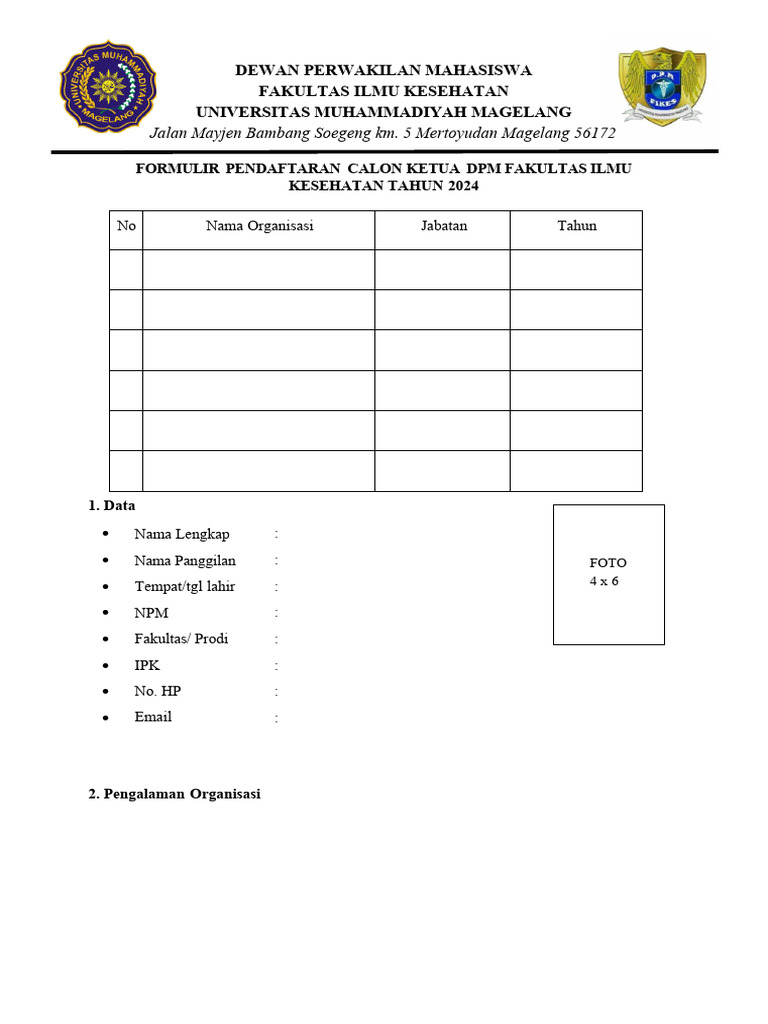 FORMULIR PENDAFTARAN PASLON | PDF
