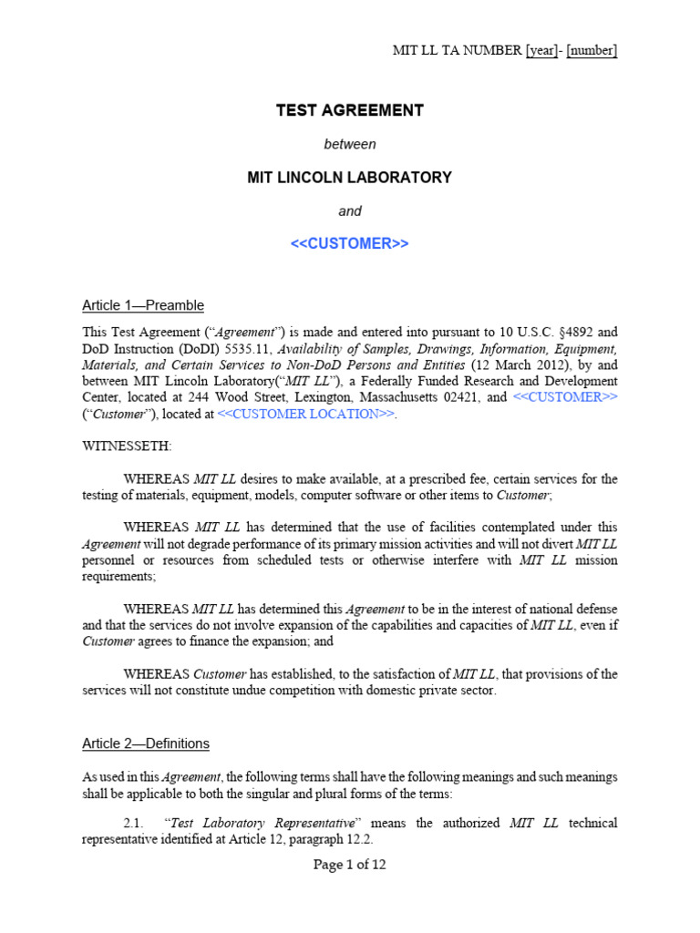 MIT LL Test Agreement Guide | PDF | Cheque | Legal Liability