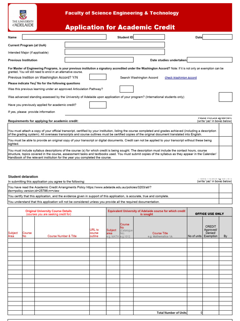 Academic Credit Application Guide | PDF | Career & Growth | Business
