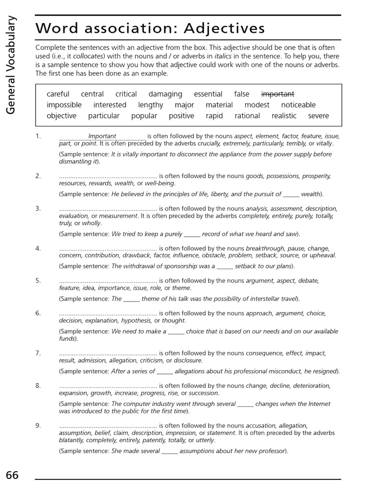 Words Association | PDF | Cost Of Living | Adjective